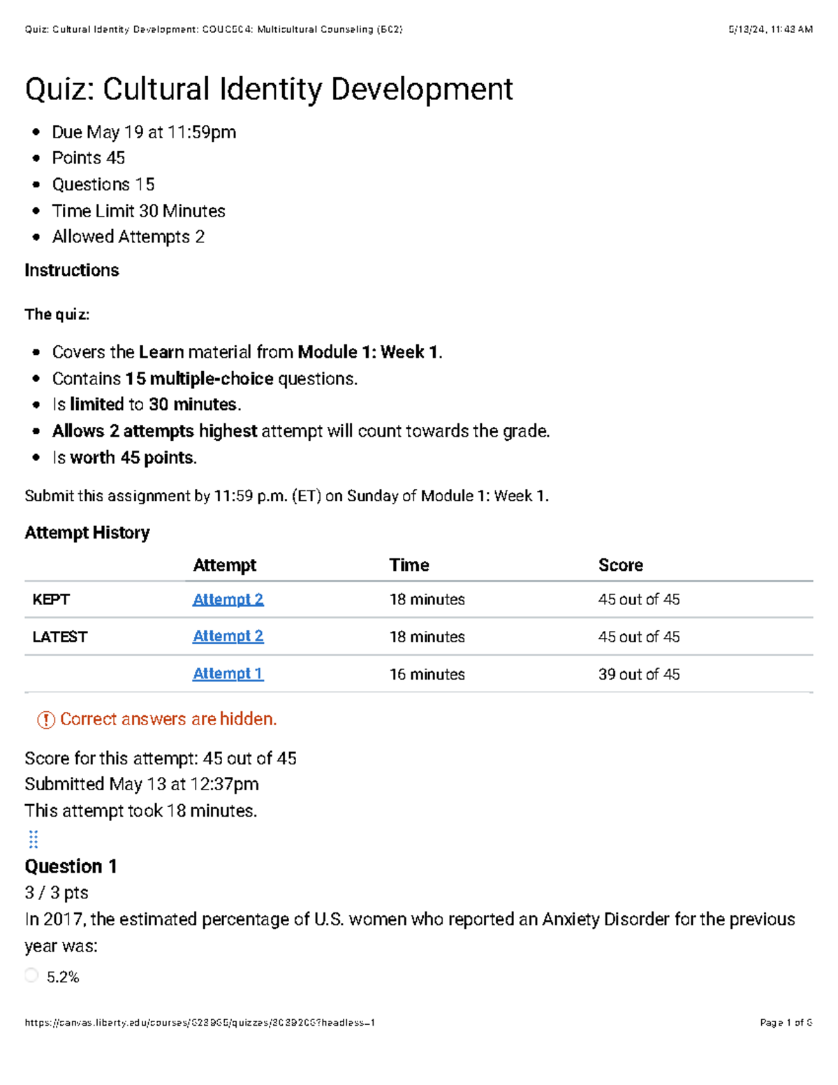 Quiz: Cultural Identity Development Insights | COUC504 Multicultural ...