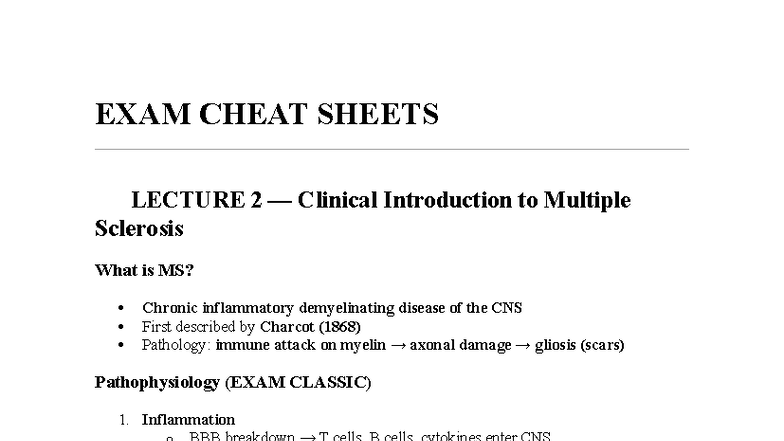 EXAM NOTES LECTURE SERIES: Clinical Insights on MS, MG, IBD, and SLE ...