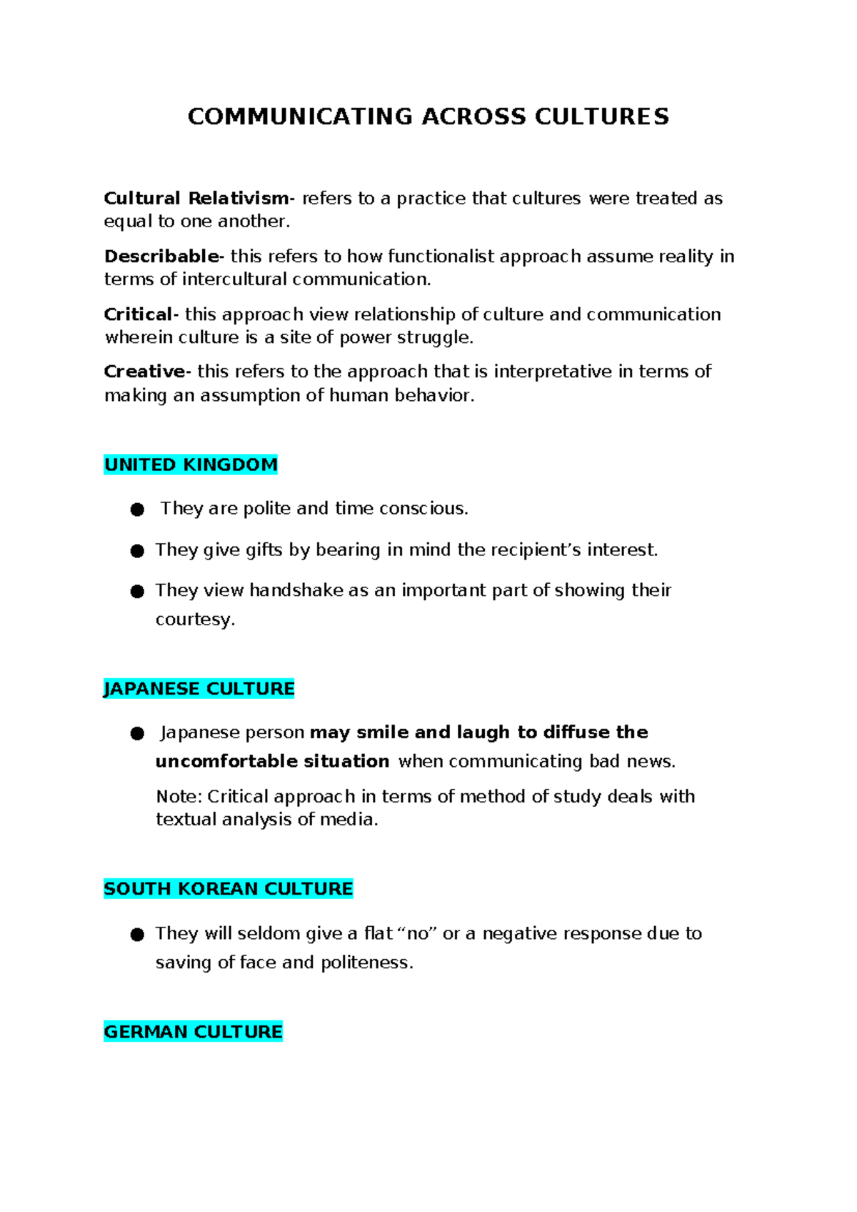 COMM 101: Communicating Across Cultures - A Comparative Study - Studocu