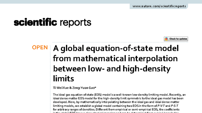 A Global Equation of State Model for Ideal Gas and Dense Matter (S41598 ...