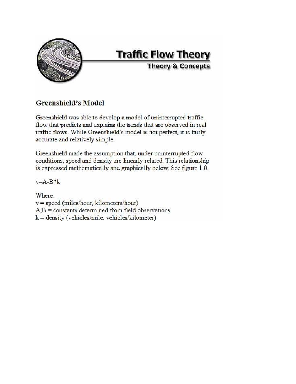 Greenshields Model of Traffic Flow Theory (11072024) - Studocu