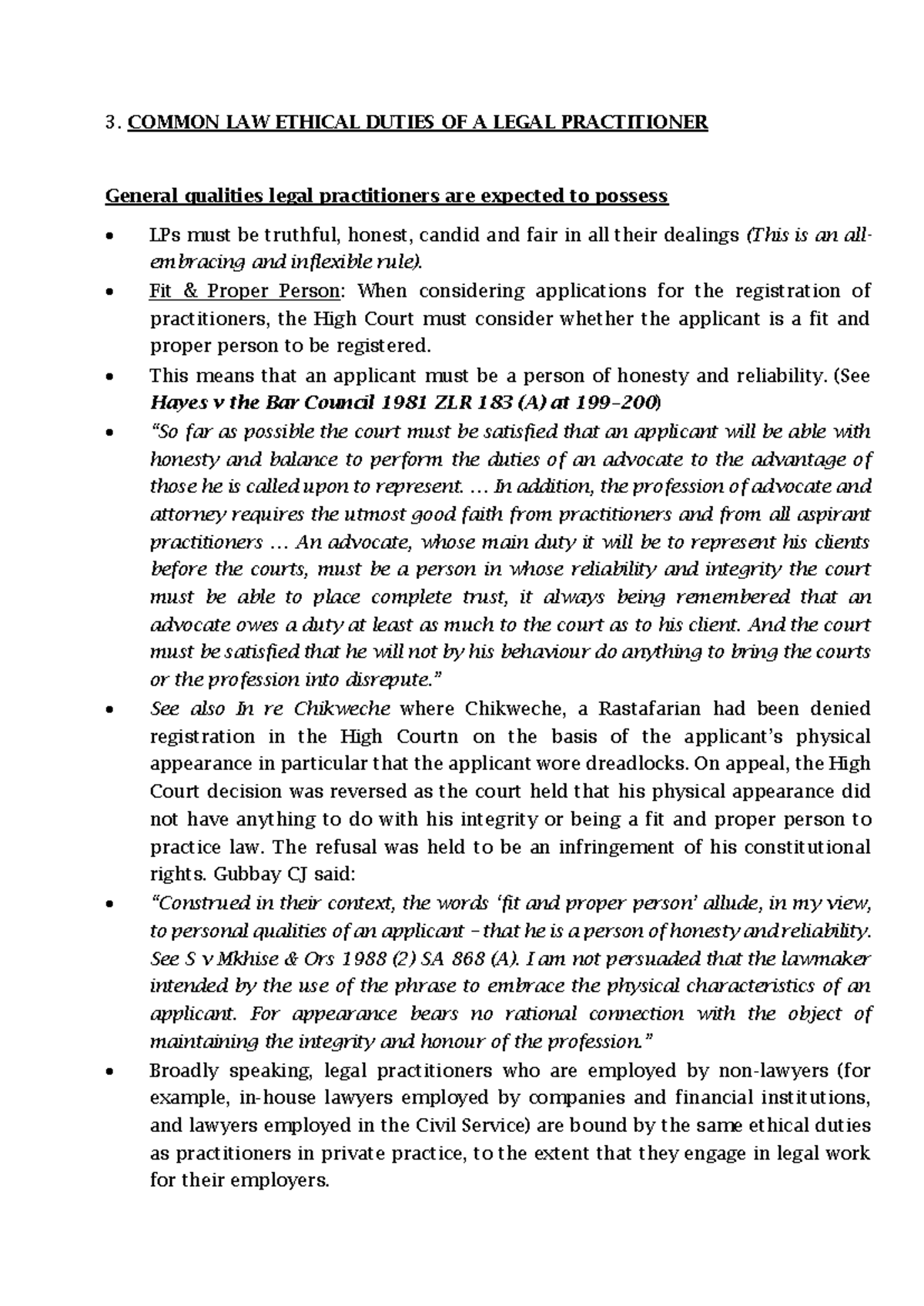 Common Law Ethical Duties of Legal Practitioners: A Guide - Studocu
