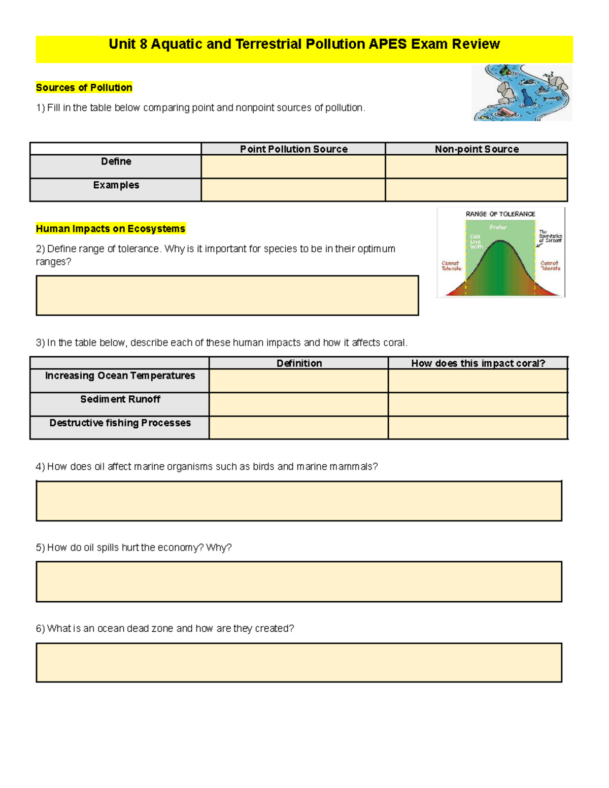 Unit 8 Aquatic and Terrestrial Pollution APES Exam Review Notes - Studocu