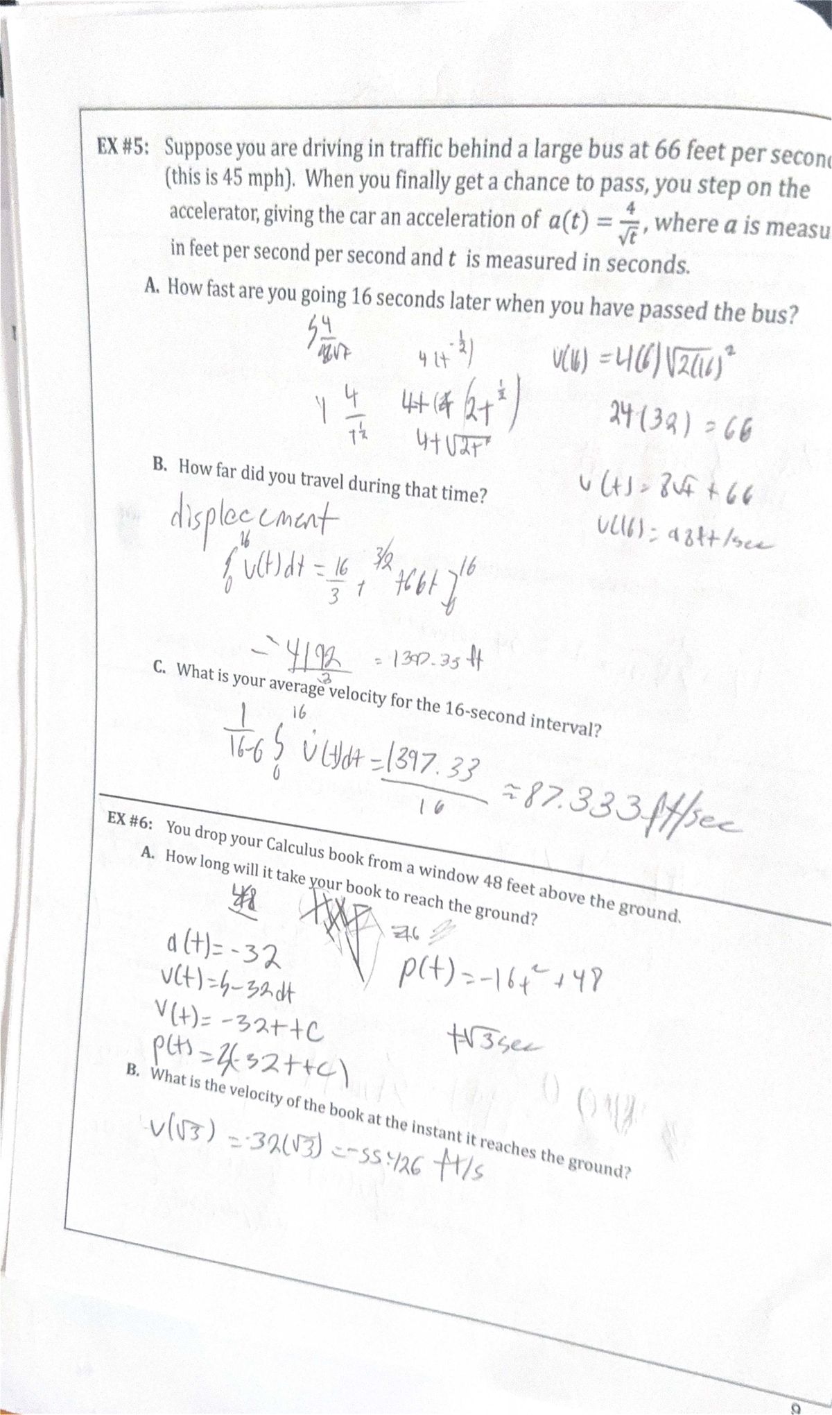 Calculus HXP: Workbook on Motion and Velocity Problems - Studocu