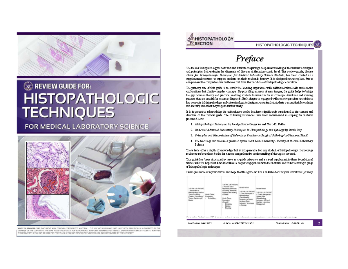 HISTOPATHOLOGIC TECHNIQUES REVIEW GUIDE FOR MEDICAL LAB SCIENCE ...