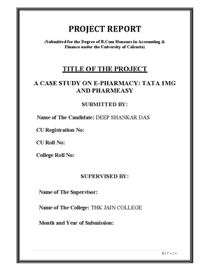 Project SEM 6 bcom cu - PROJECT REPORT (Submitted for the degree of B ...