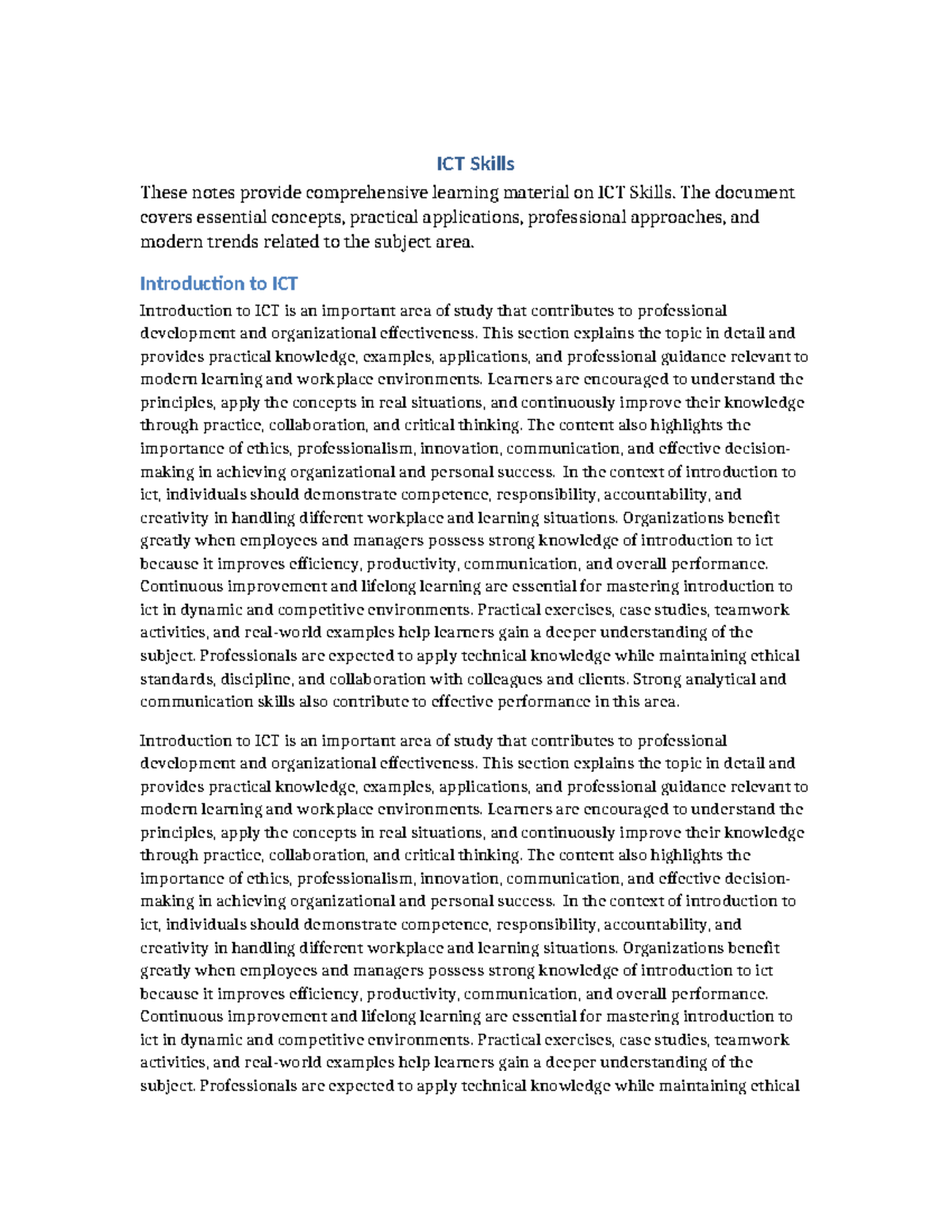 ICT Skills - Lecture Notes on Professional Development and Applications ...