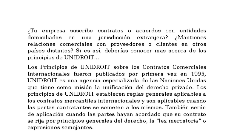 Principios de UNIDROIT sobre Contratos Comerciales Internacionales ...