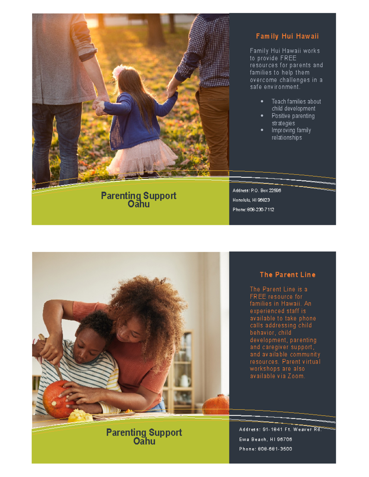 BHS 430 Family Information Flyer: Resources for Parenting Support in ...