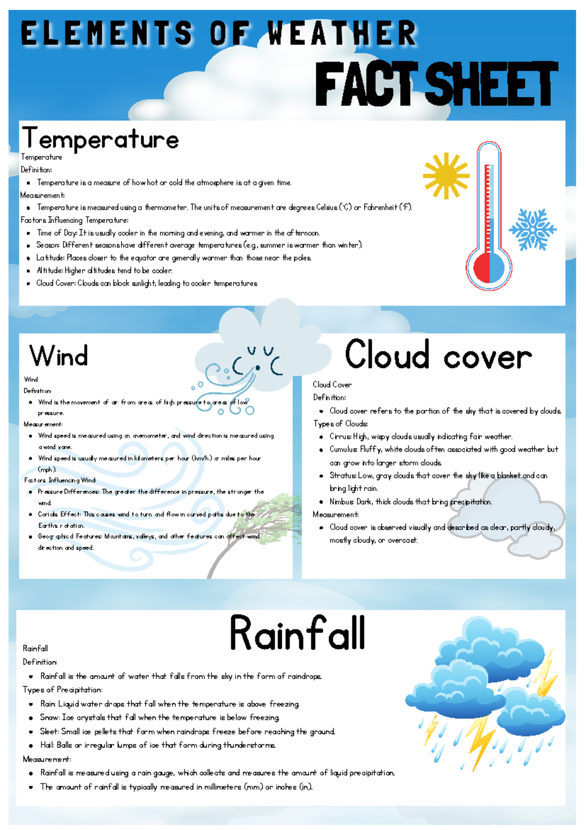Grade 5 Weather Elements: Temperature & Rainfall Measurement Facts - Studocu