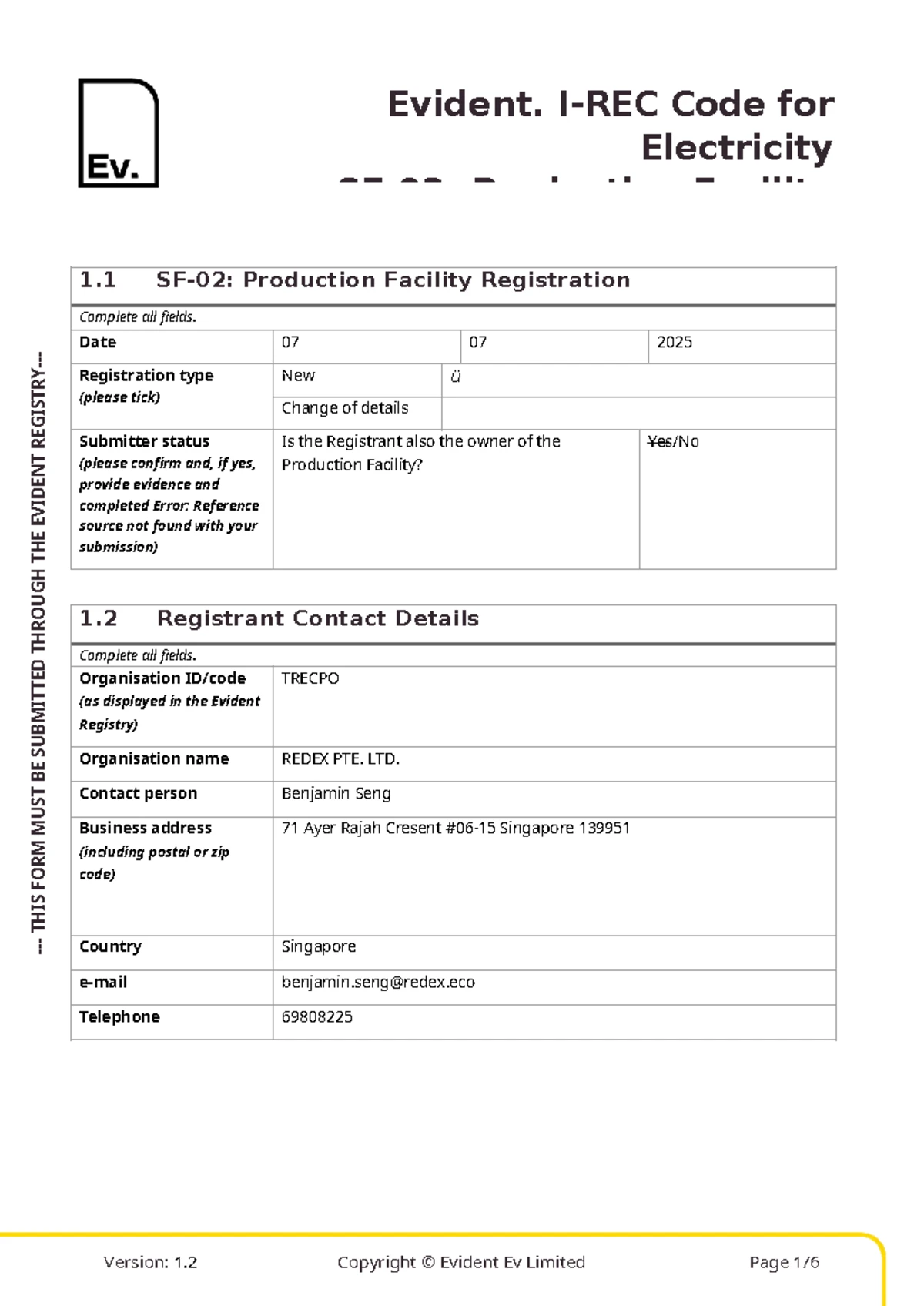 Evident Code for Electricity Production Facility Registration Form ...