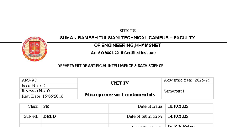 Question Bank Unit 4 - Microprocessor Fundamentals (DELD) - Studocu
