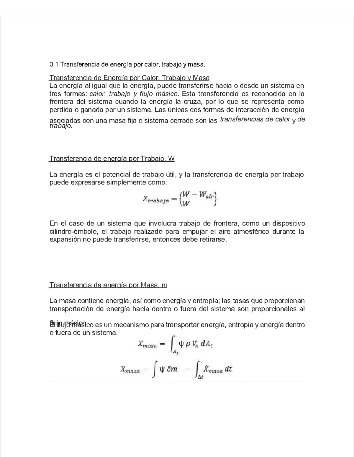 3.1 Transferencia de Energía: Calor, Trabajo y Masa - Resumen Completo ...