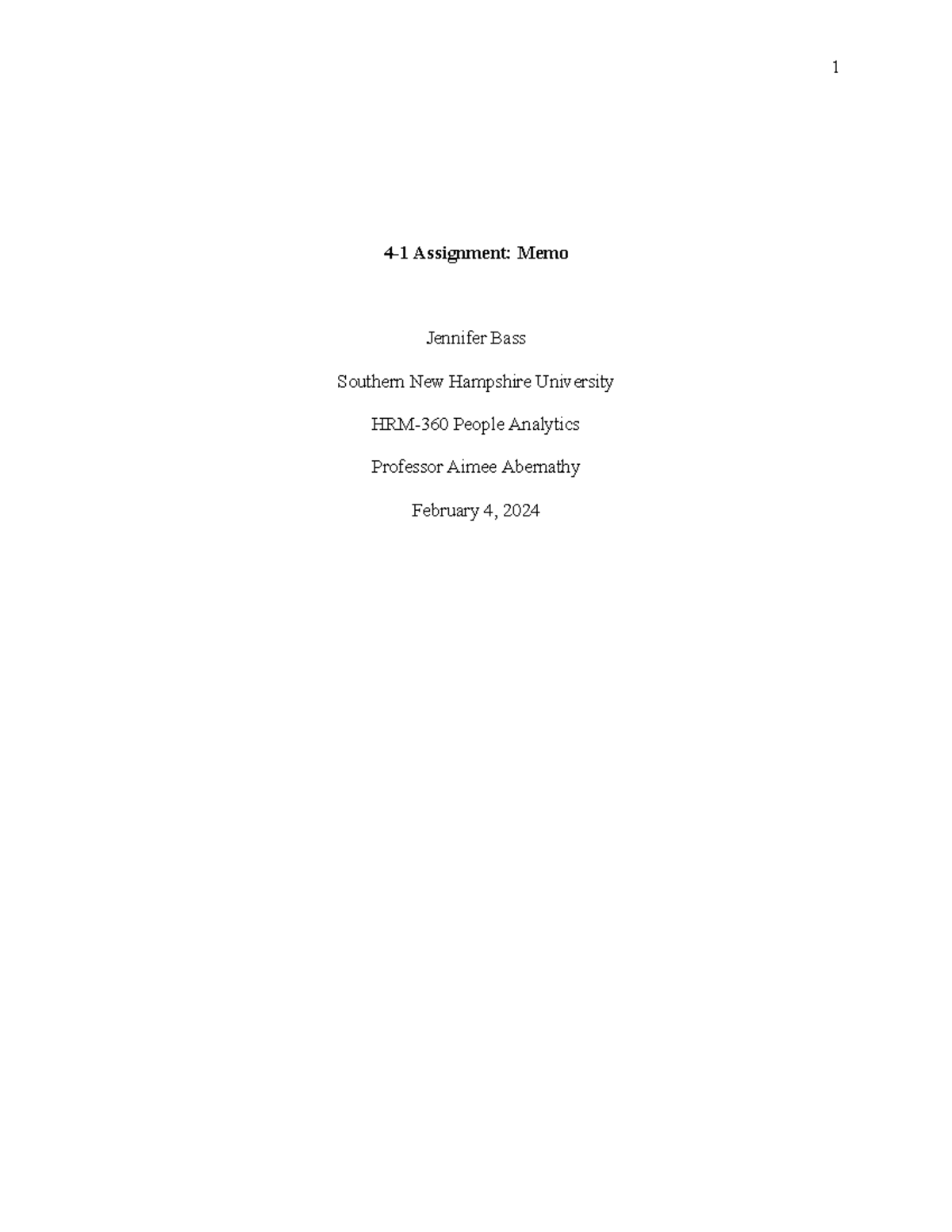 HRM-360 4-1 Assignment Memo: Employee Engagement & Performance Trends ...