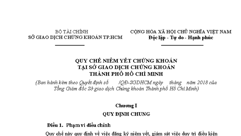Quy Chế Niêm Yết Chứng Khoán Tại SGDCK TP.HCM (2018) - Studocu