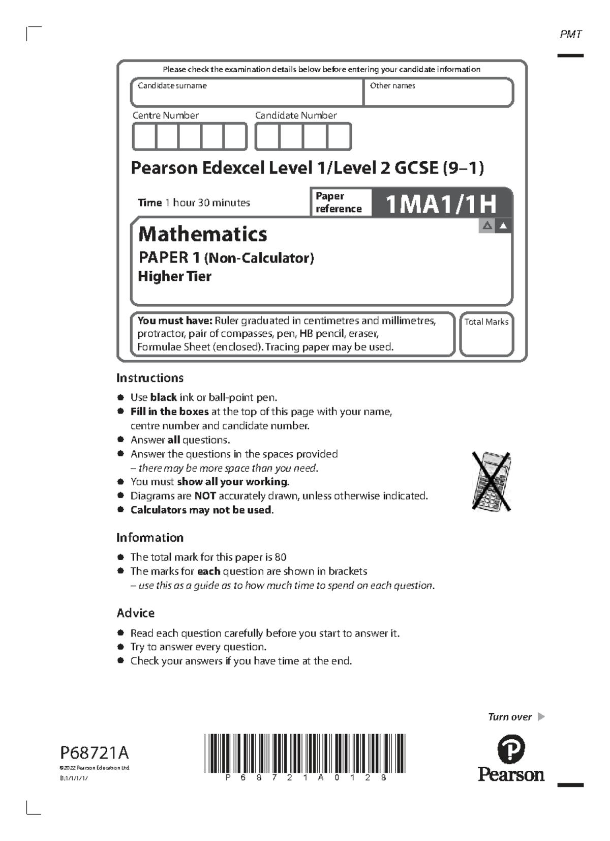 November 2023 Edexcel Level 2 GCSE Mathematics Paper 1 Exam Details ...