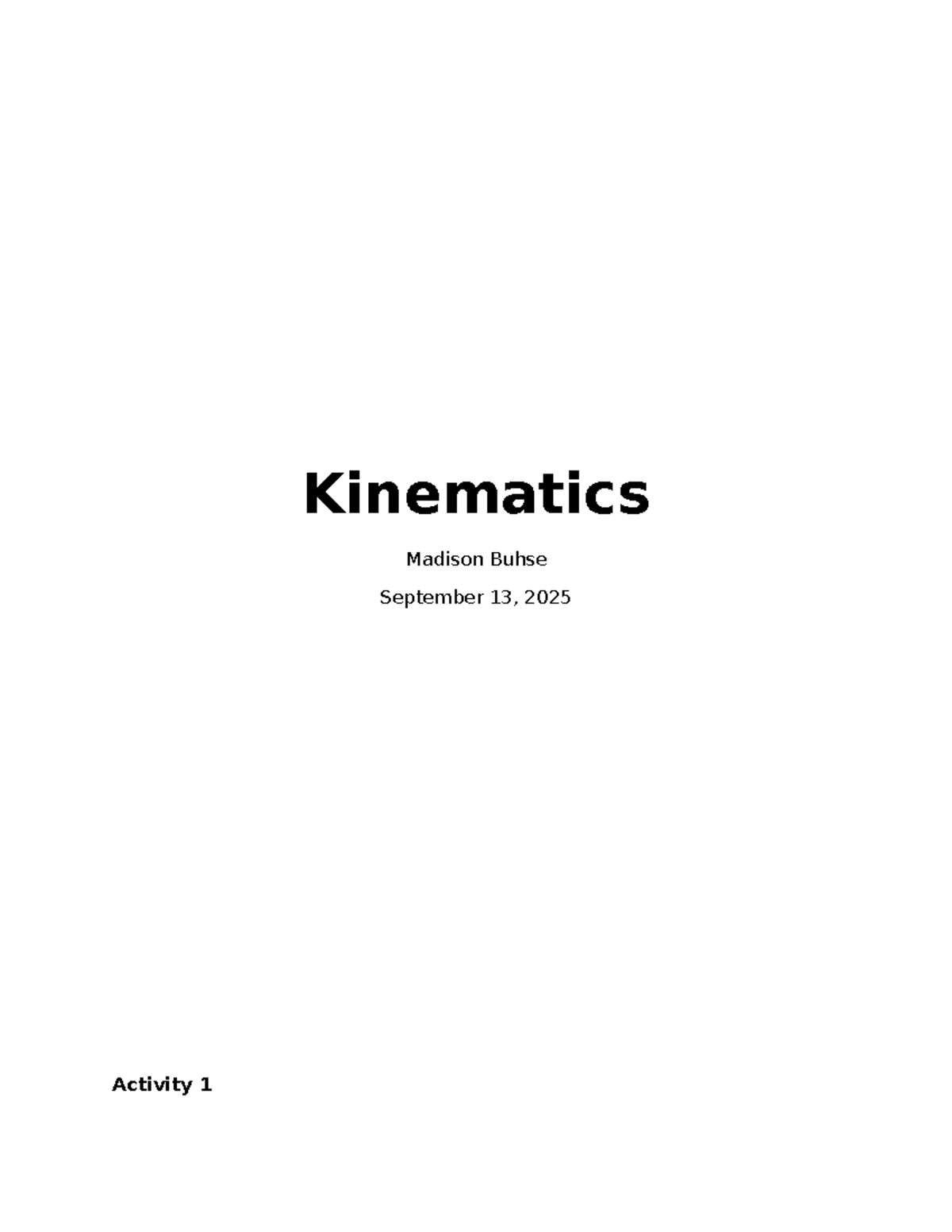 Kinematics Lab Activities and Data Analysis (Course Code: KIN101) - Studocu