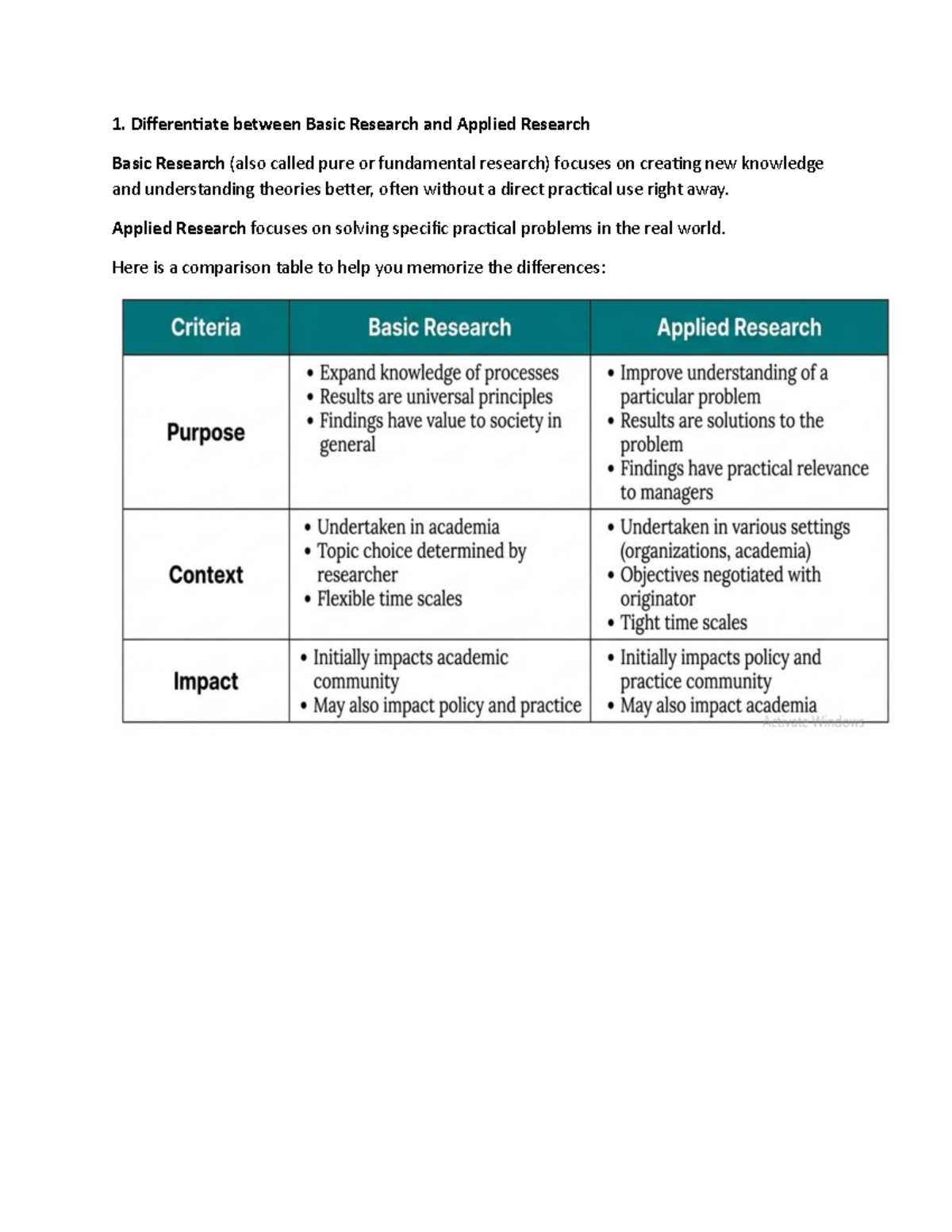 Research Gaps & Types: Basic vs. Applied Research (Rm3) - Studocu