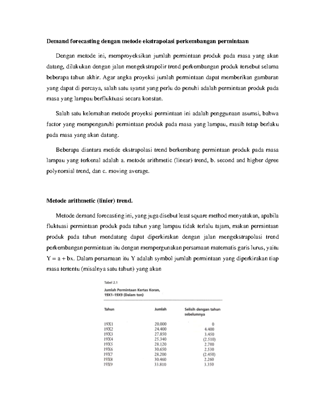 Demand forecasting dengan metode ekstrapolasi perkembangan permintaan - Agar angka proyeksi ...
