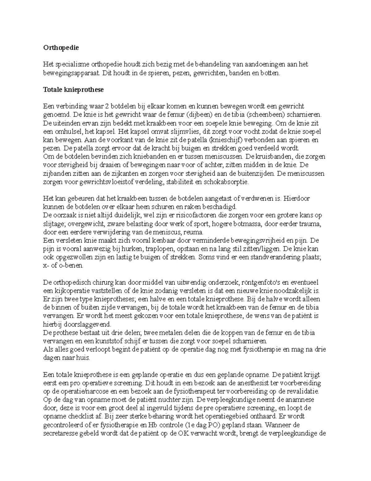 Ziektebeeld verpleegkundige uitwerking: Collum fractuur - Chirurgie ...