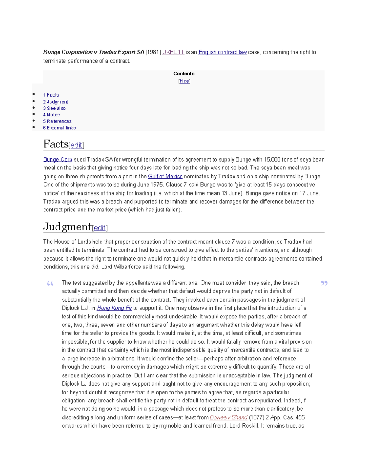 Bunge Corp v Tradax Export SA: UK Contract Law Case Study Analysis ...