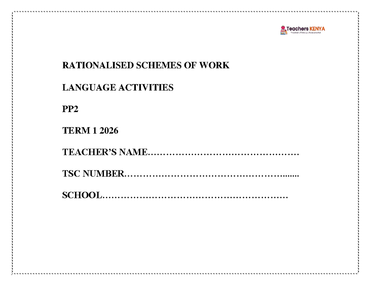 TERM 1 2026 PP2 LANGUAGE ACTIVITIES SCHEMES OF WORK - Studocu