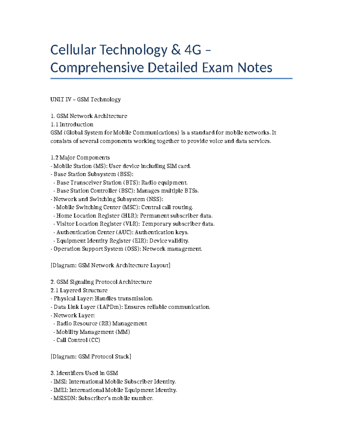 Cellular Technology 4G Comprehensive Notes - Cellular Technology & 4G ...