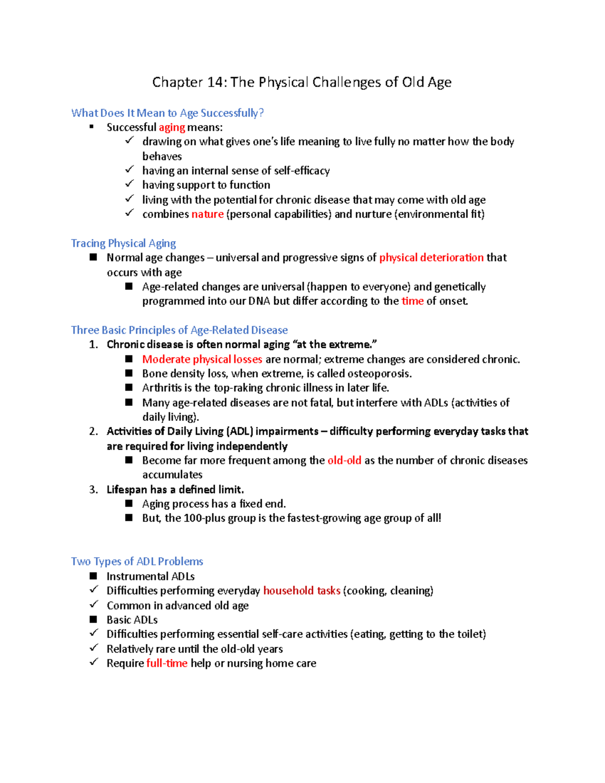 Physical Challenges of Old Age - Three Basic Principles of Age-Related ...