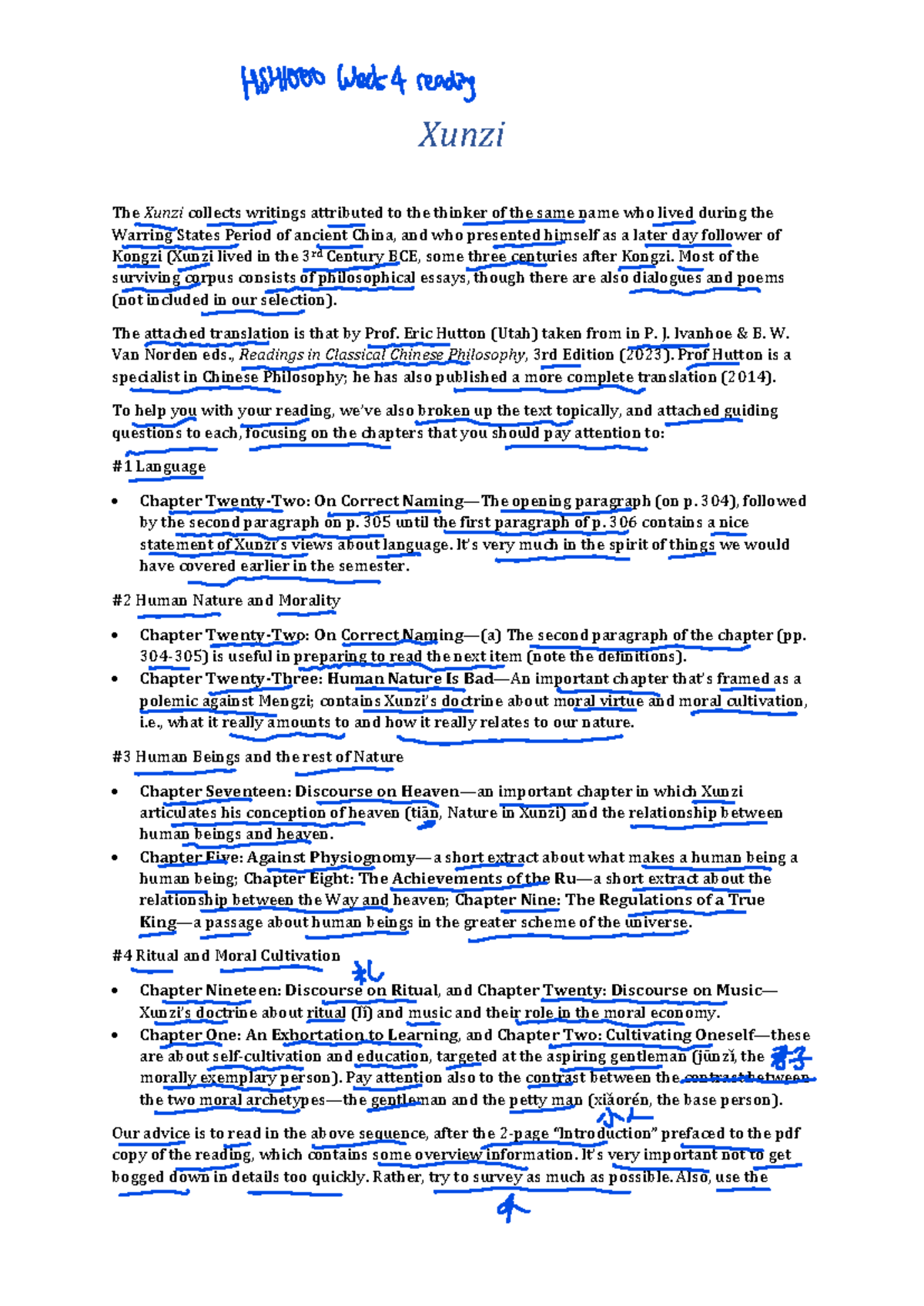 Xunzi (PHIL 301): Key Philosophical Themes and Guiding Questions - Studocu