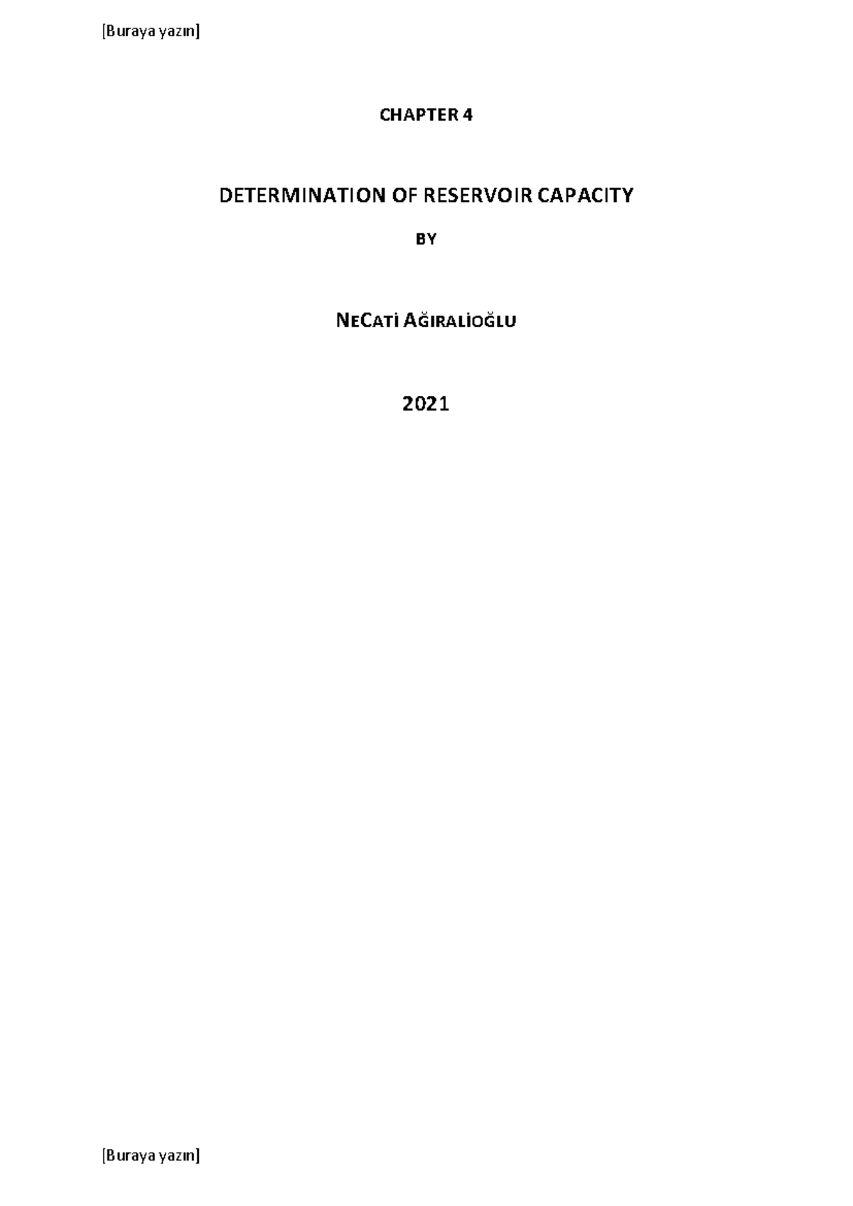 Determination of Reservoir Capacity in Dams: Chapter 4 Analysis - Studocu