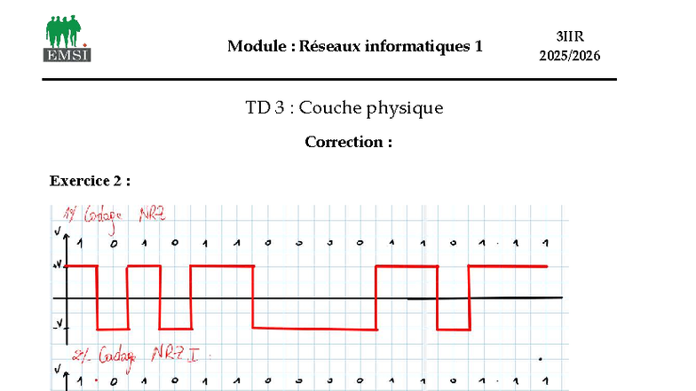TD 3 - Couche physique correction - Etudiant - TD 3 : Couche physique Correction : Exercice 2 ...