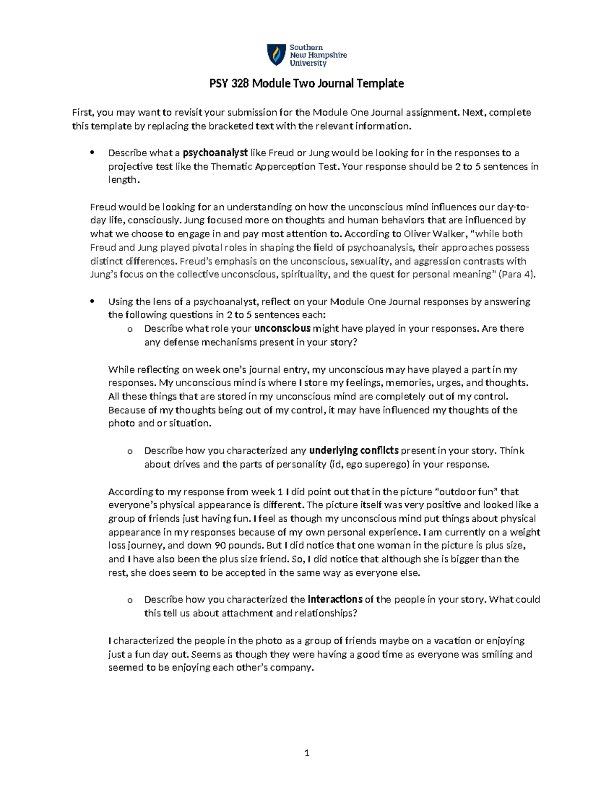 PSY 328 Module One Journal Template and Image Analysis Guide - Studocu