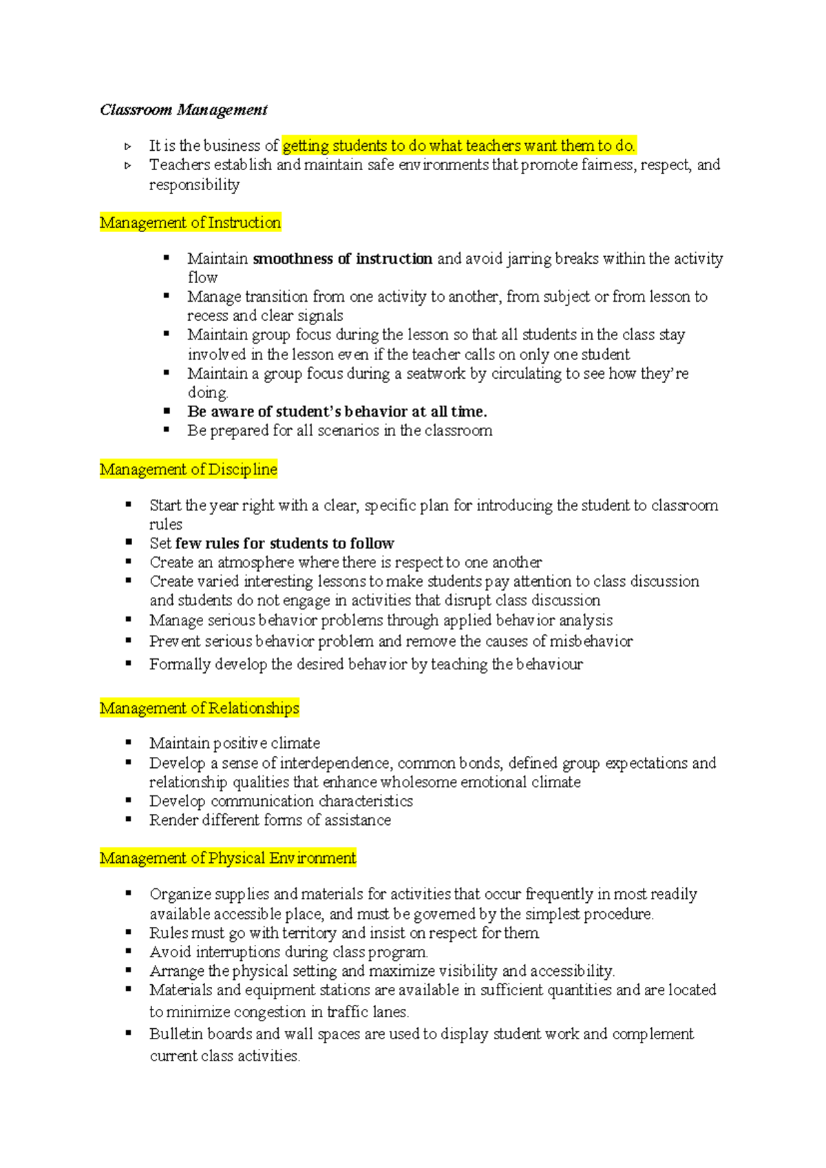 Classroom Management Strategies for Effective Teaching - Studocu
