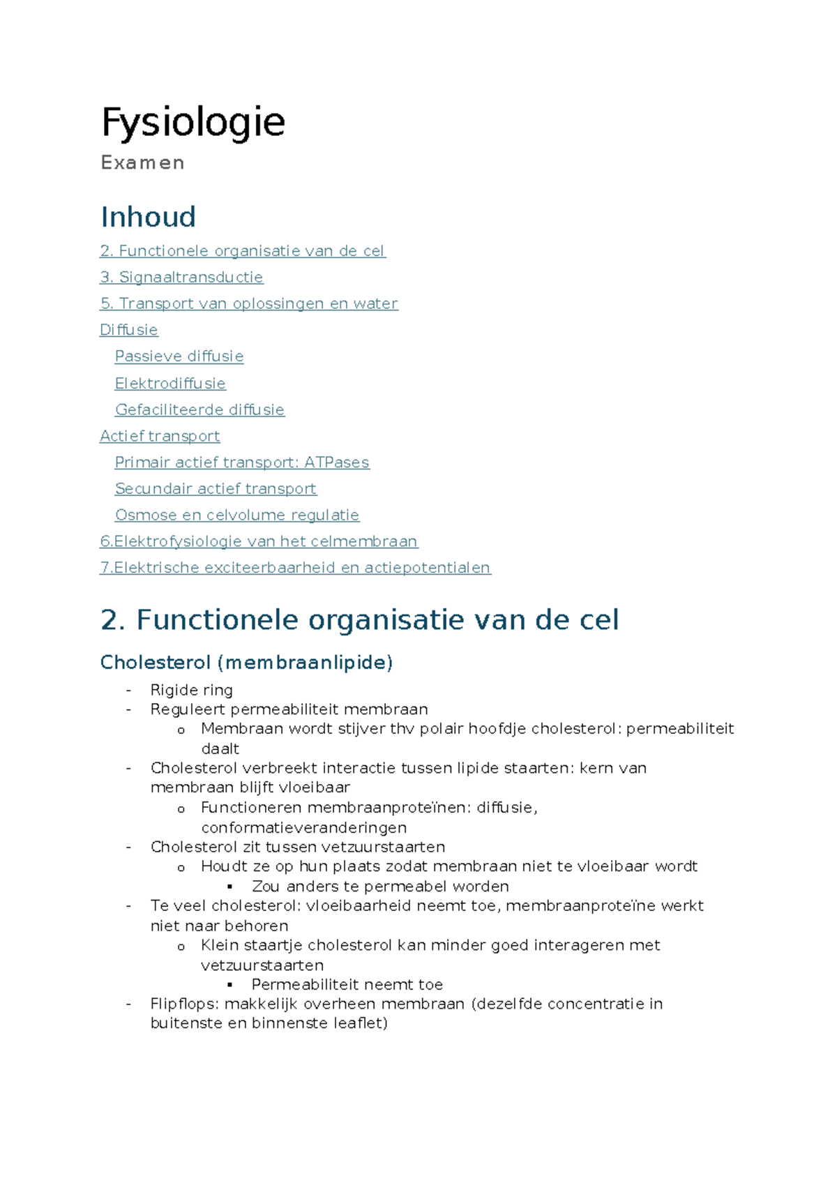 Fysiologie examen leerstof (Labro) - Fysiologie Examen Inhoud ...