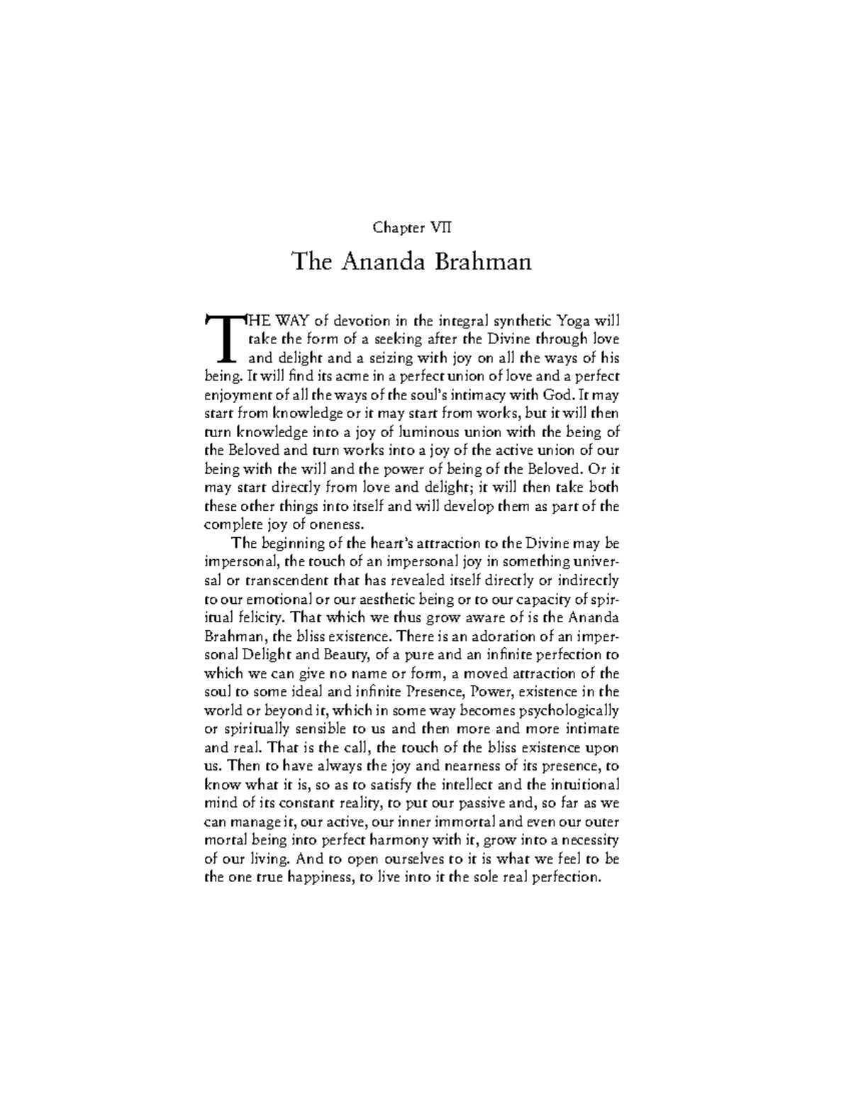 Chapter VII: The Ananda Brahman in The Synthesis of Yoga (SY 2023 ...