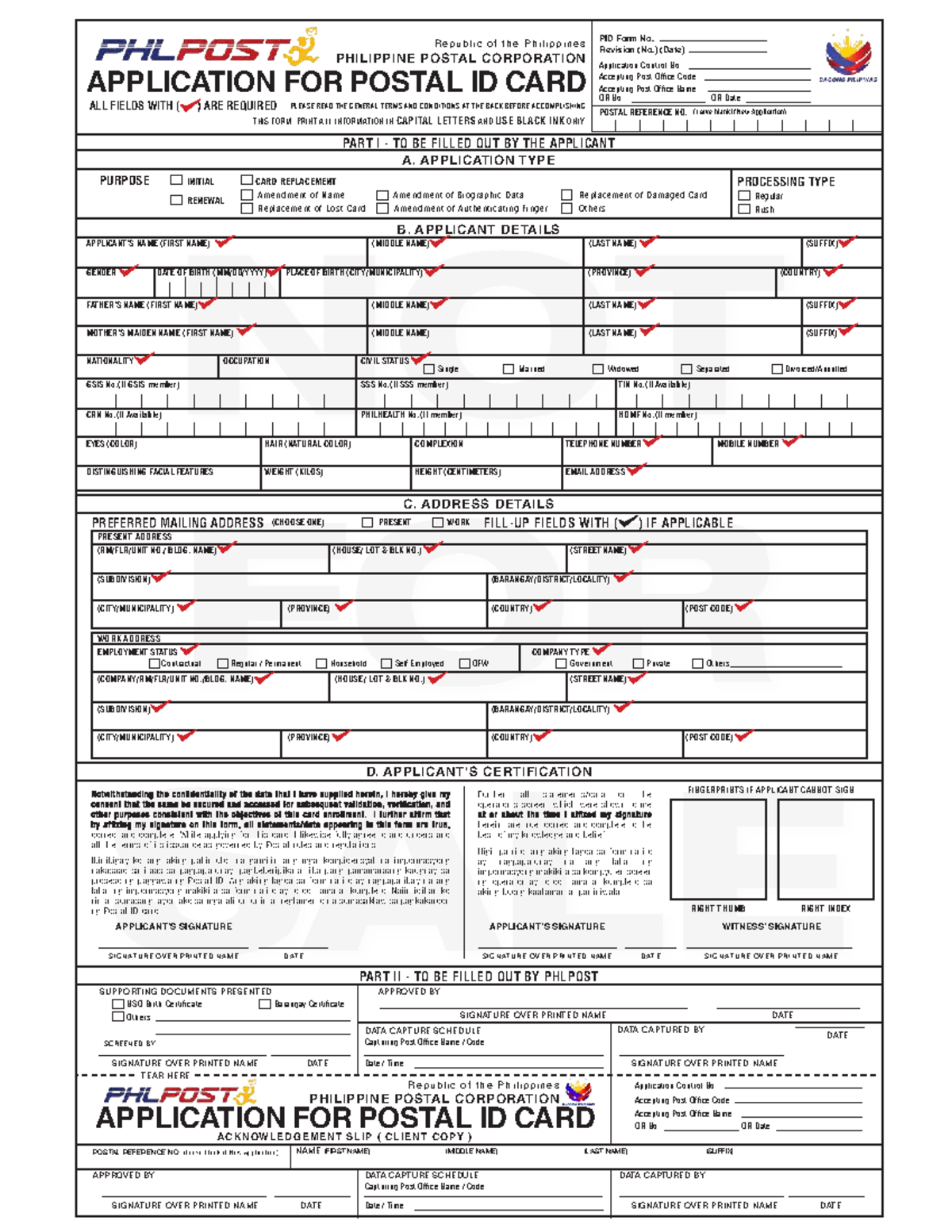 PID Application Form for Postal ID Card - 05222025 - Studocu