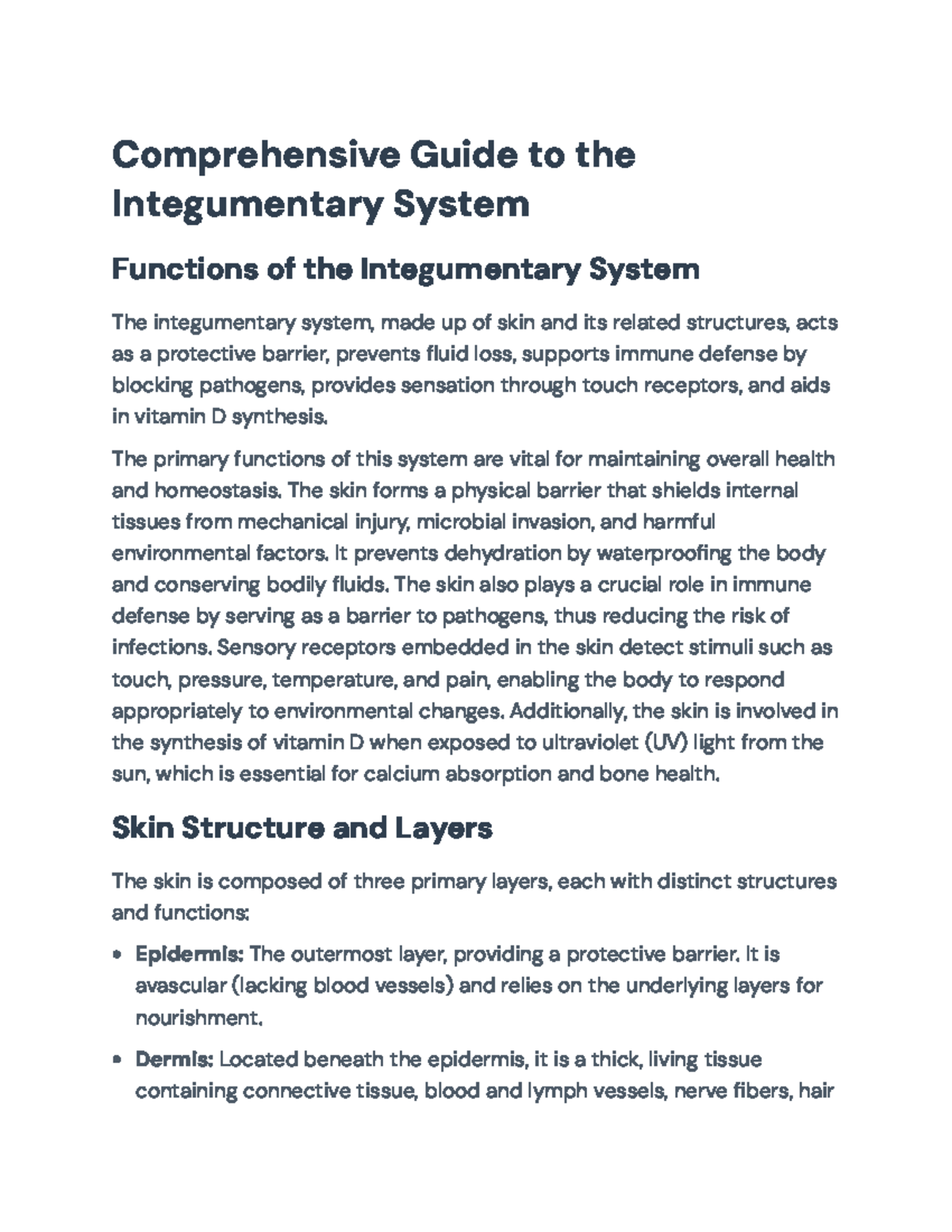 Comprehensive Overview of the Integumentary System: Functions ...