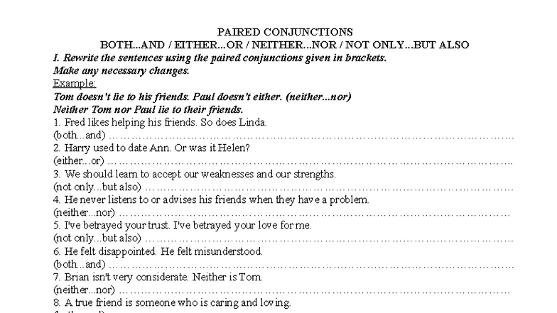 PAIRED CONJUNCTIONS: BOTH...AND, EITHER...OR, NEITHER...NOR, NOT ONLY ...