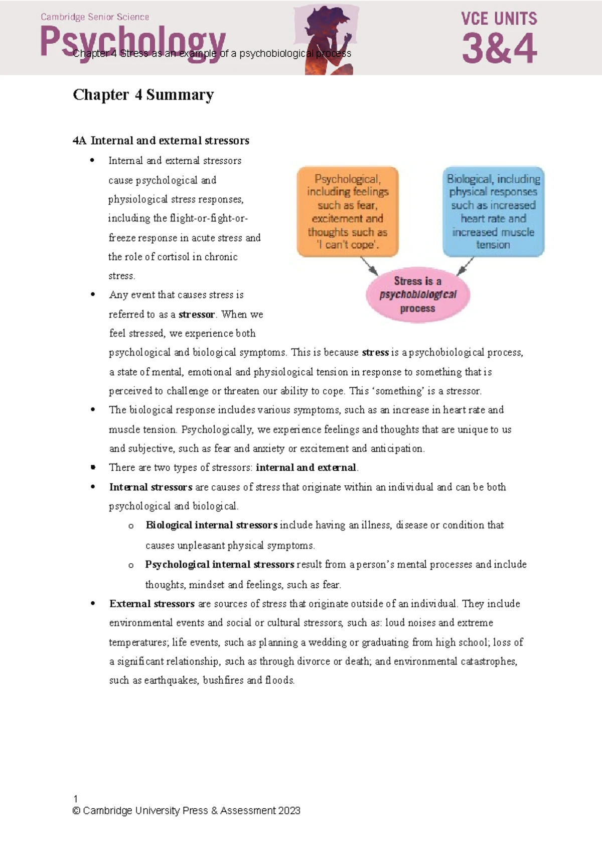 Unit 3 Psychology AOS 1: Stress Exam Questions & Suggested Answers ...
