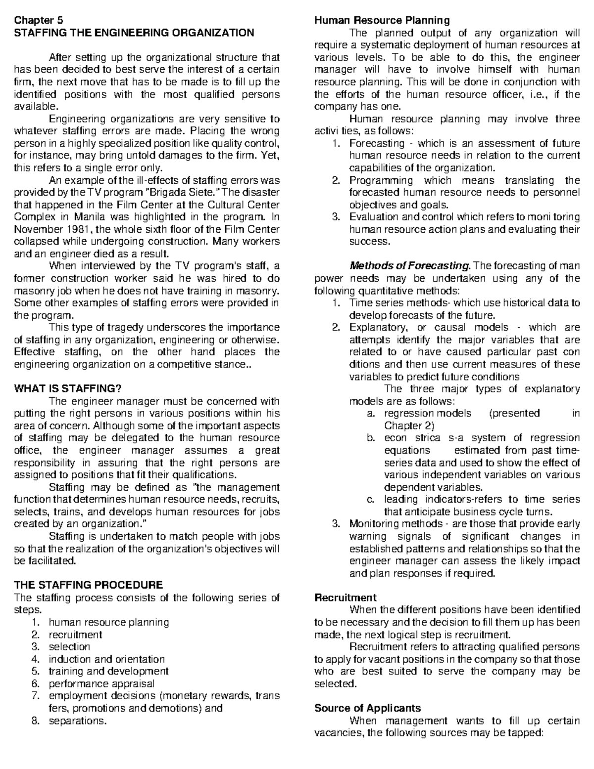 Engineering Management - Effective Staffing in Organizations - Studocu