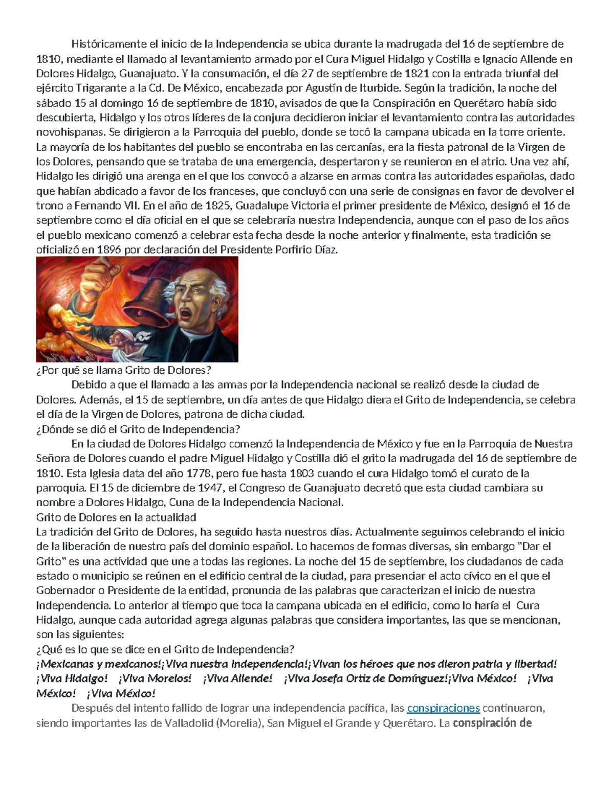 Independencia de México: Grito de Dolores y su Historia (HIST 101 ...