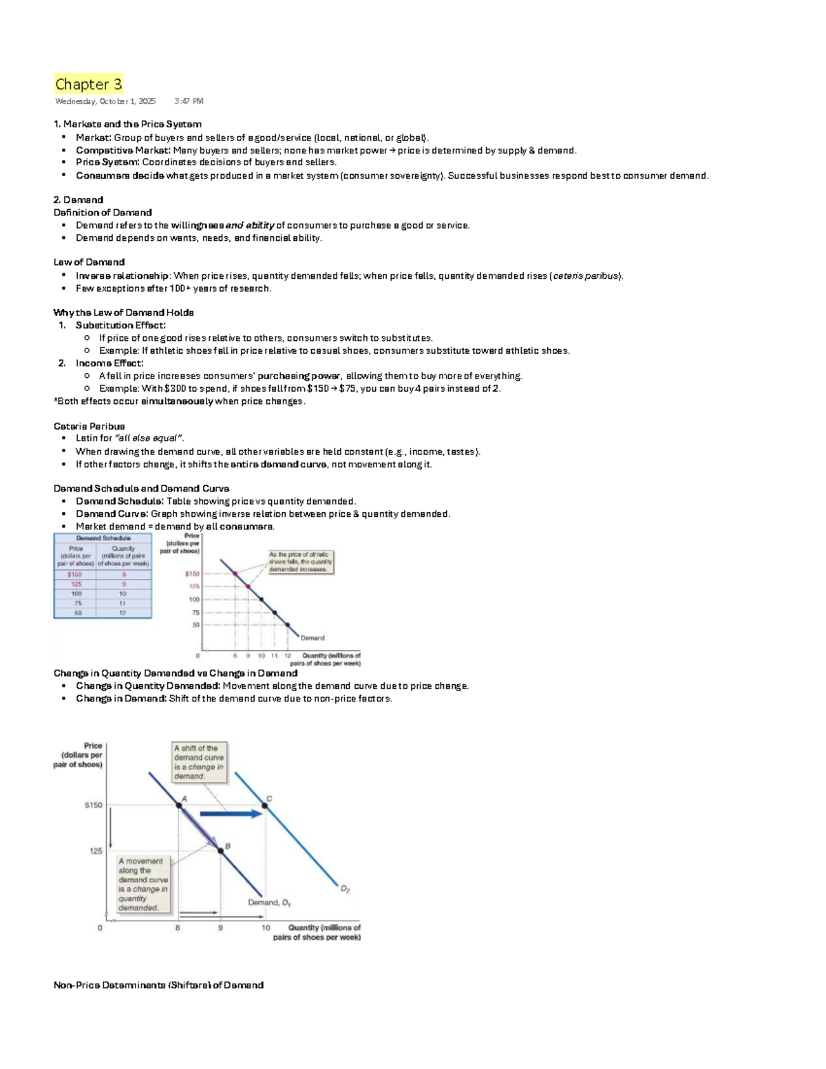 ECON 101 Chapter 3 - Market Dynamics and Price System Notes - Studocu