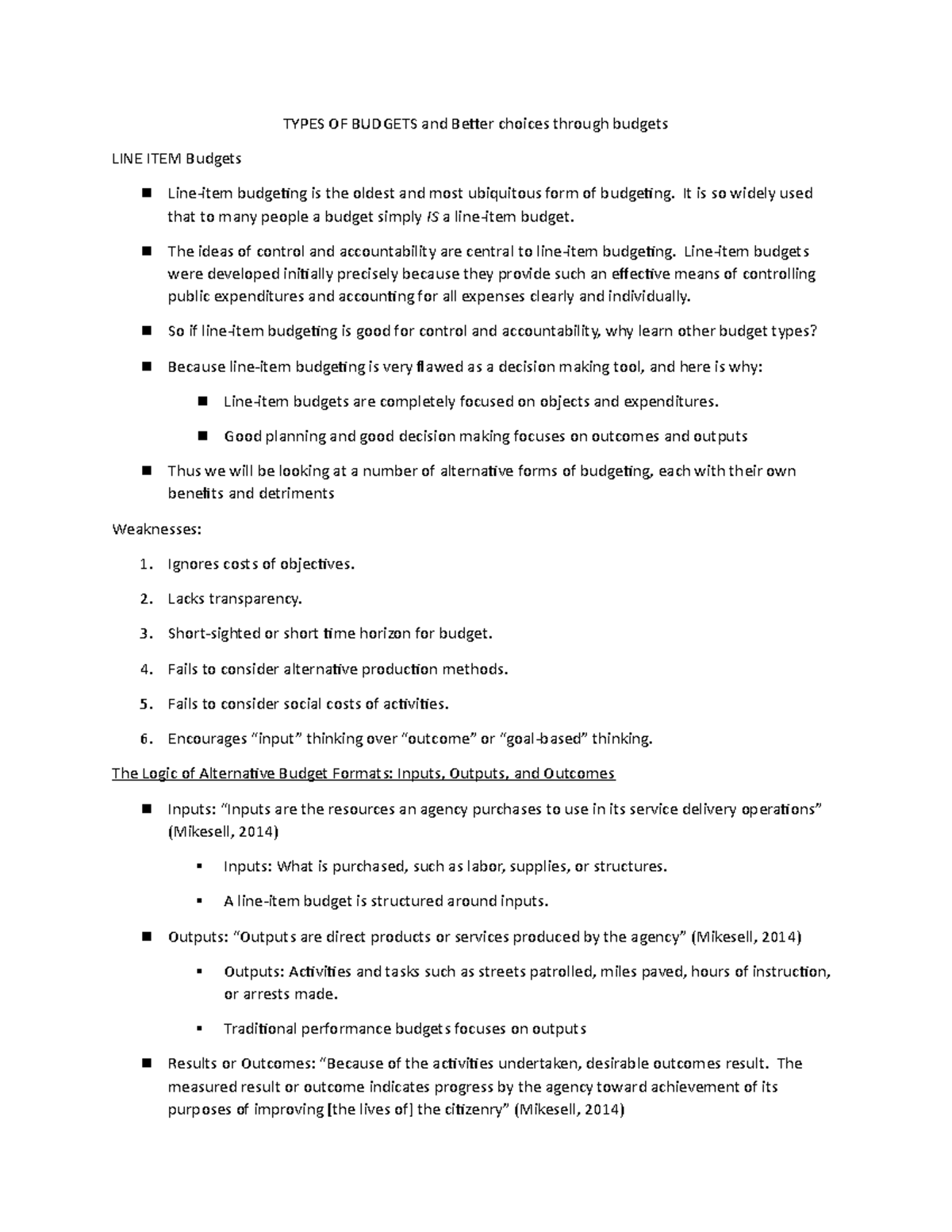 Understanding Types of Budgets: A Comprehensive Overview - Studocu