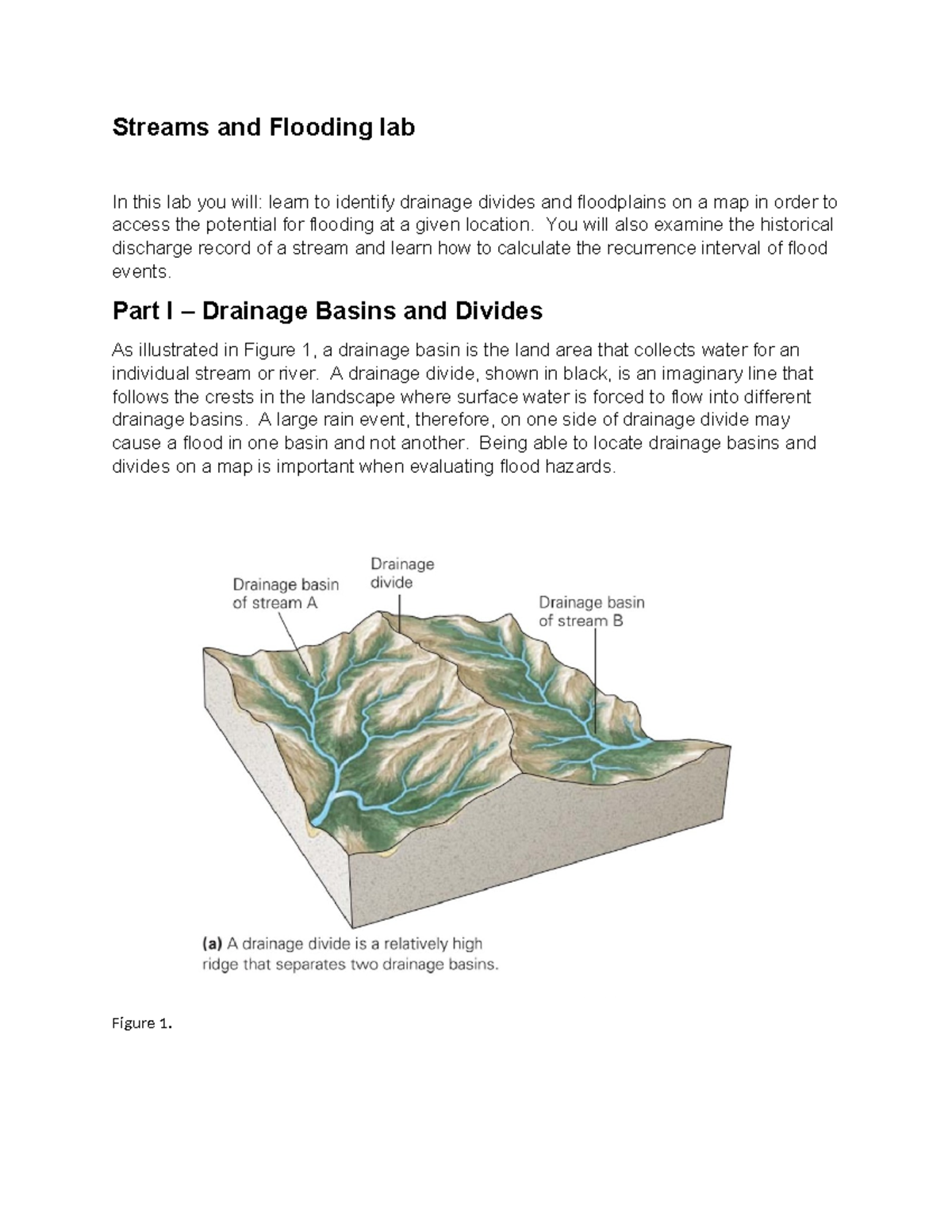 Streams and Flooding Lab: Identifying Drainage Divides and Floodplains ...