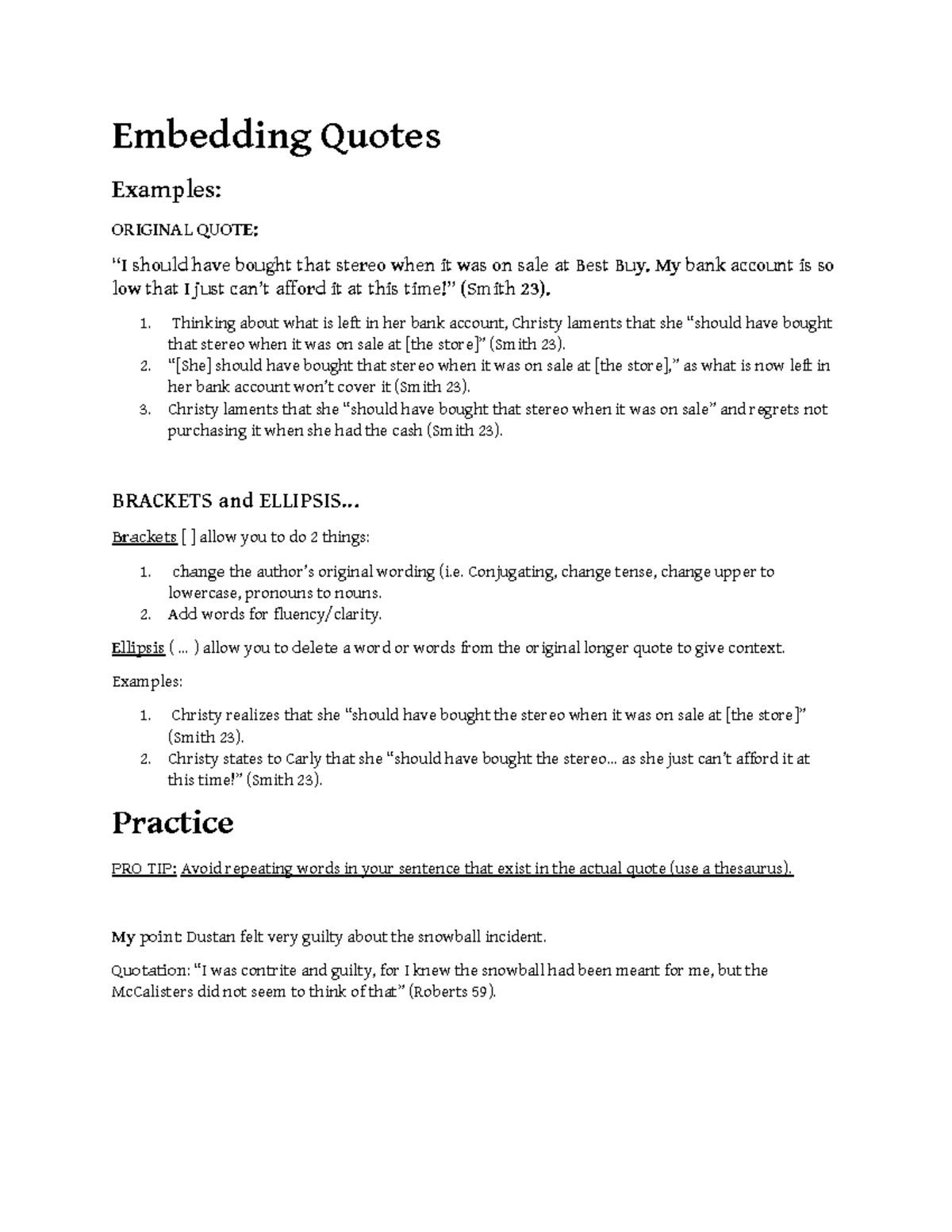 Embedding quotes note - it is a book report - Embedding Quotes Examples ...