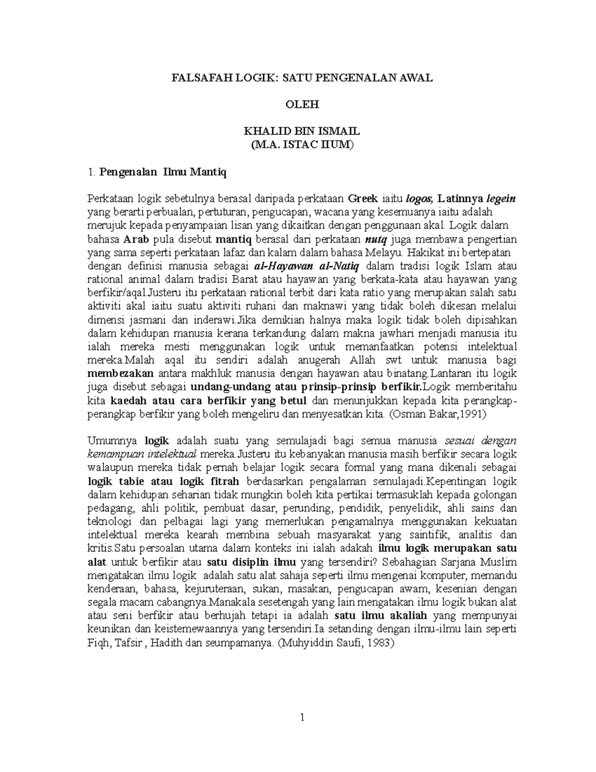 Pengenalan ILMU Logik - FALSAFAH LOGIK: SATU PENGENALAN AWAL OLEH ...