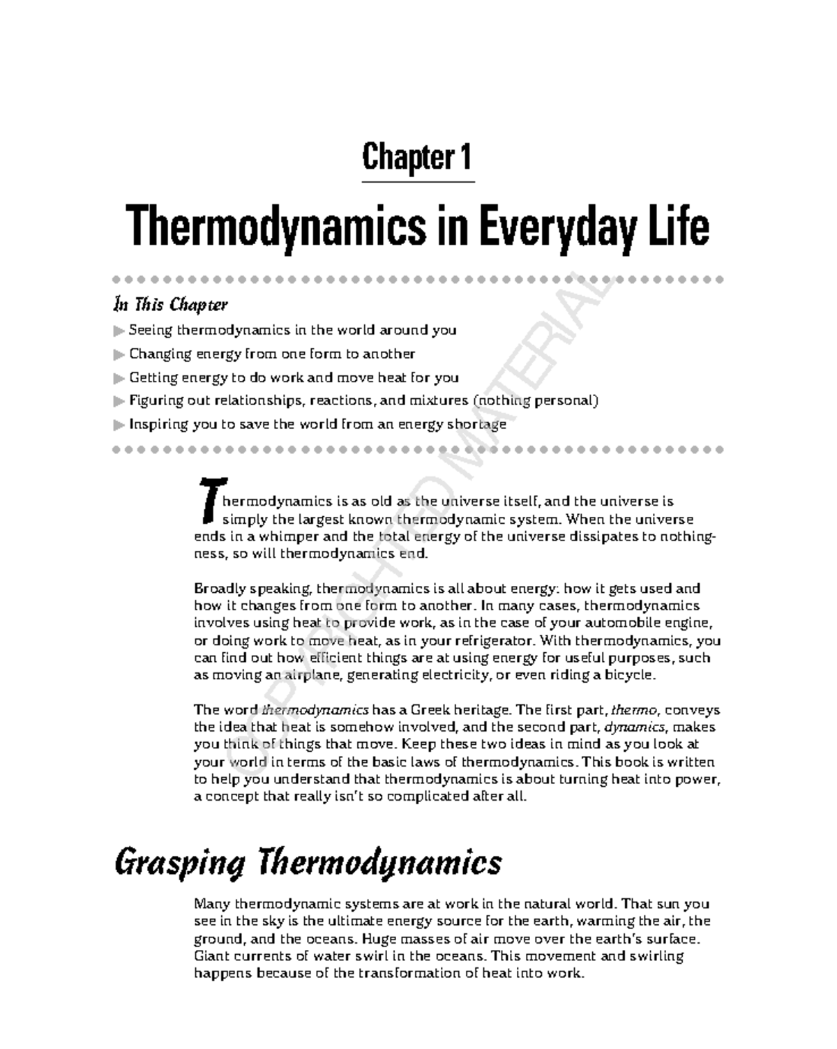 Chapter 1: Thermodynamics in Everyday Life (Course Code: TH101) - Studocu