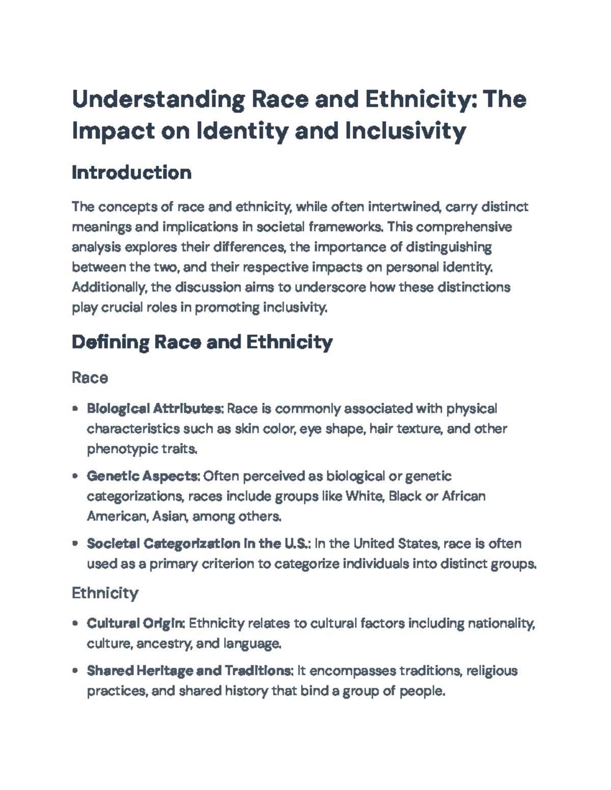 Understanding Race and Ethnicity: Identity and Inclusivity Analysis - Understanding Race and ...