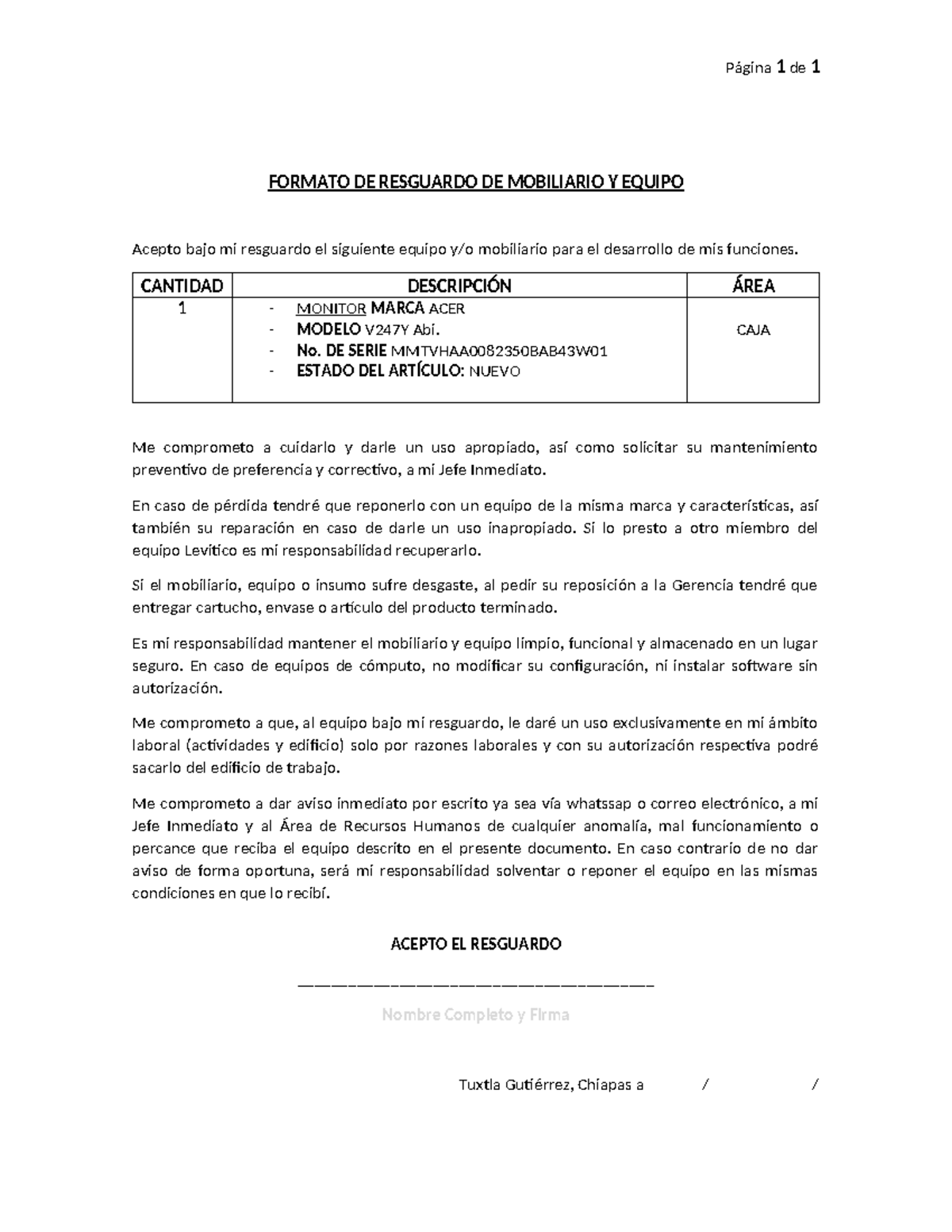 CAJA - Monitor - copia - FORMATO DE RESGUARDO PARA INVENTARIOS - Página ...