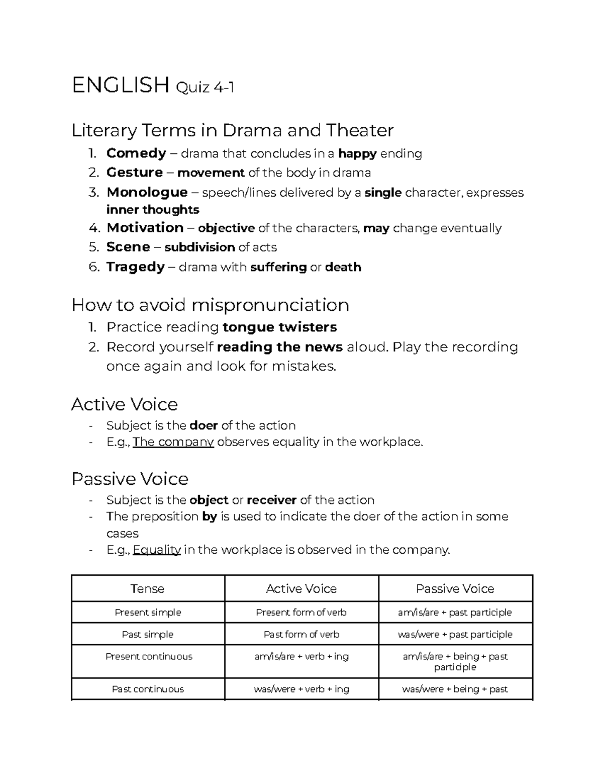 English QUIZ 4 1 Reviewer - ENGLISH Quiz 4- Literary Terms in Drama and ...